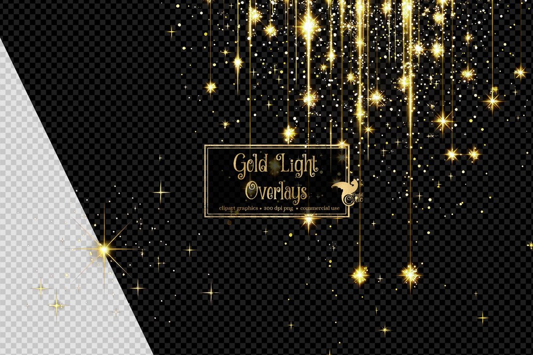 Gold Bokeh Lights Overlays, Sparkling Light Effects (digital Overlays ...