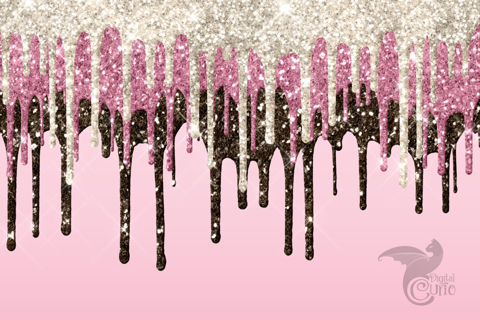 Ice Cream Dripping Glitter Digital Paper Printable - Etsy