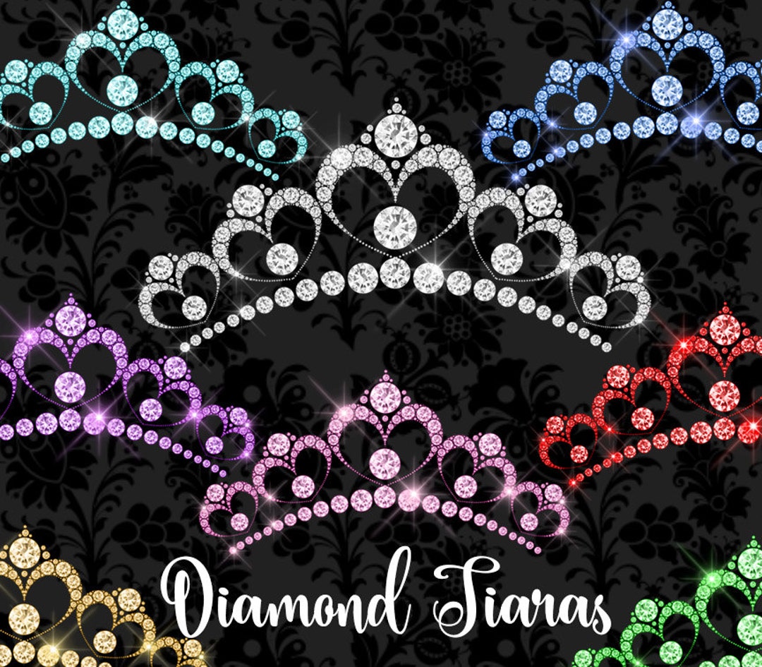 Diamond Tiara Clipart, Sparkle Rhinestone Princess Crowns (digital ...