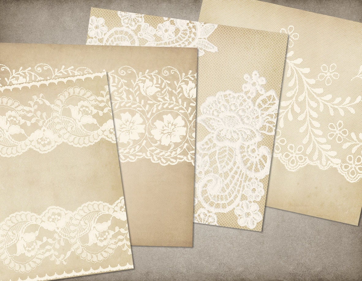 Vintage Ivory Lace Digital Paper, Shabby Chic Wedding (digital Download ...