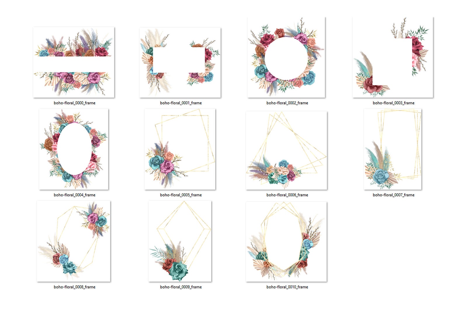 Boho Floral Frames Clipart Rustic Fall Clip Art Frames With - Etsy