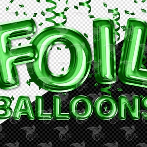 Green Foil Balloon Alphabet Clip Art - Digital Instant Download ...