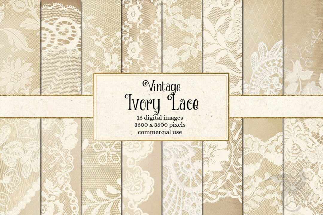 Vintage Ivory Lace Digital Paper, Shabby Digital Paper, White Lace ...