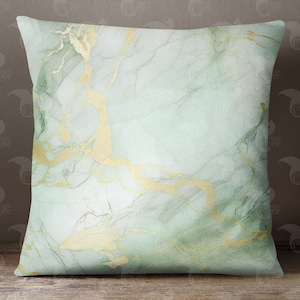 Mint and Gold Marble Digital Paper, Seamless Green and Gold Marble ...