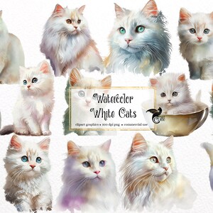 Watercolor White Cats Clipart - Cute Cats and Kittens PNG Format ...