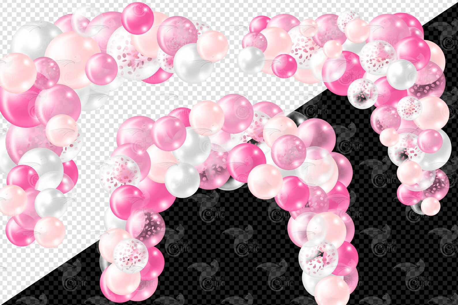 Pink Balloon Arch Clipart Glam Balloon Png Digital Overlays | Etsy UK