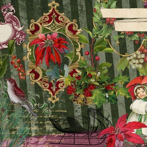 Vintage Christmas Digital Scrapbooking Kit, Rustic Clipart, Digital ...