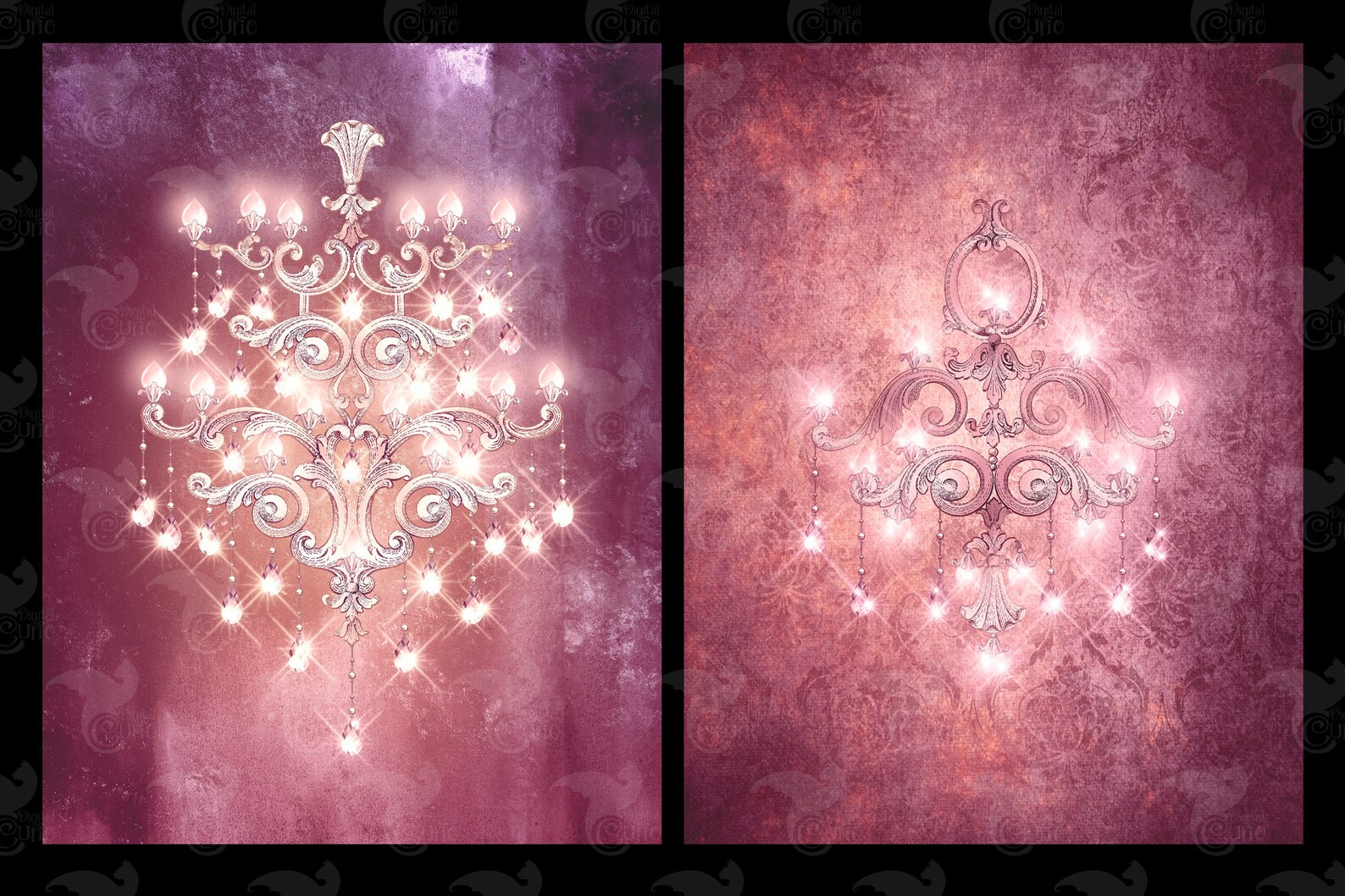 Magic Pink Chandelier Backgrounds Digital Paper Grunge Junk - Etsy