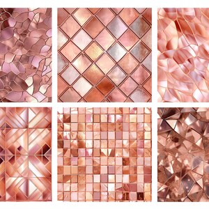 Rose Gold Glass Digital Paper, Seamless Rose Gold Textures, Printable ...