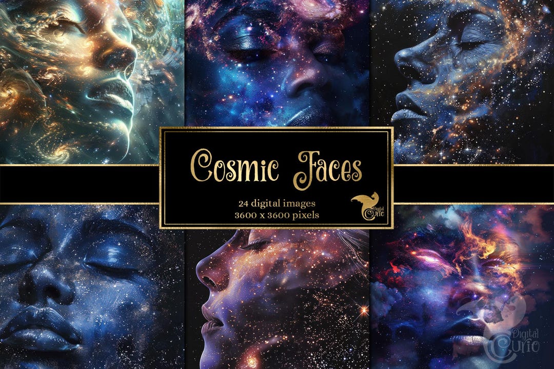 Cosmic Faces Digital Paper, Galaxy Texture Galaxy Nebula and Star ...