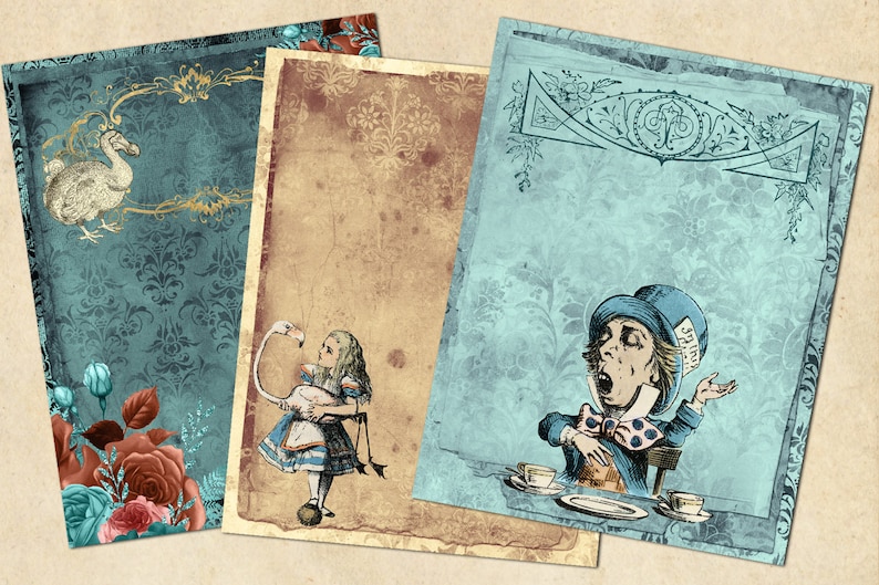 Alice in Wonderland Journal Paper, Printable Scrapbook Pages (digital ...