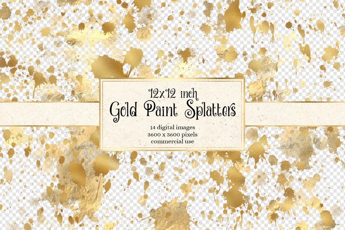 Gold Watercolor Paint Splatter Overlays, PNG Textures (digital Download ...