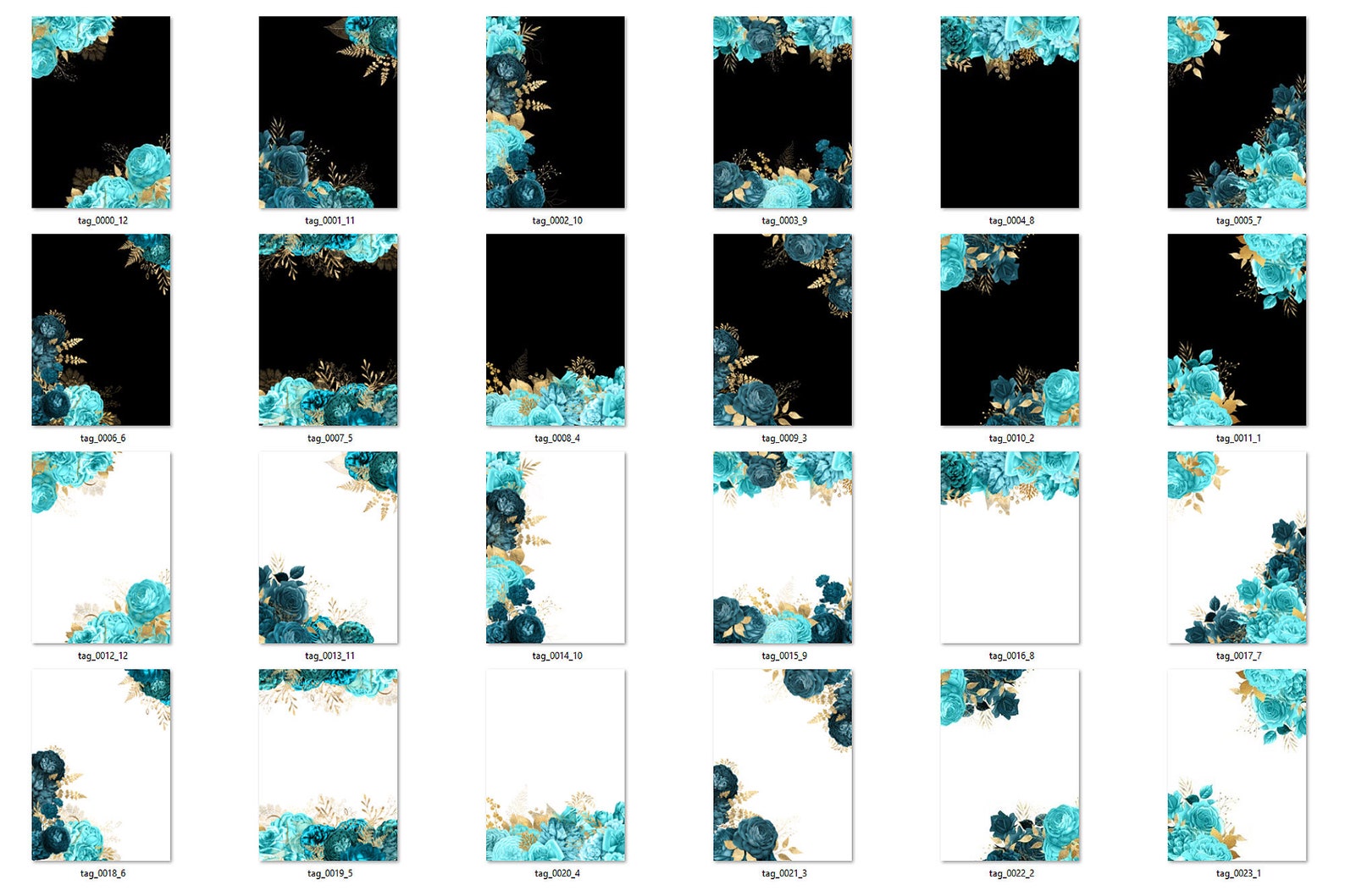 5x7 Turquoise and Gold Floral Overlays for Invitations - Etsy