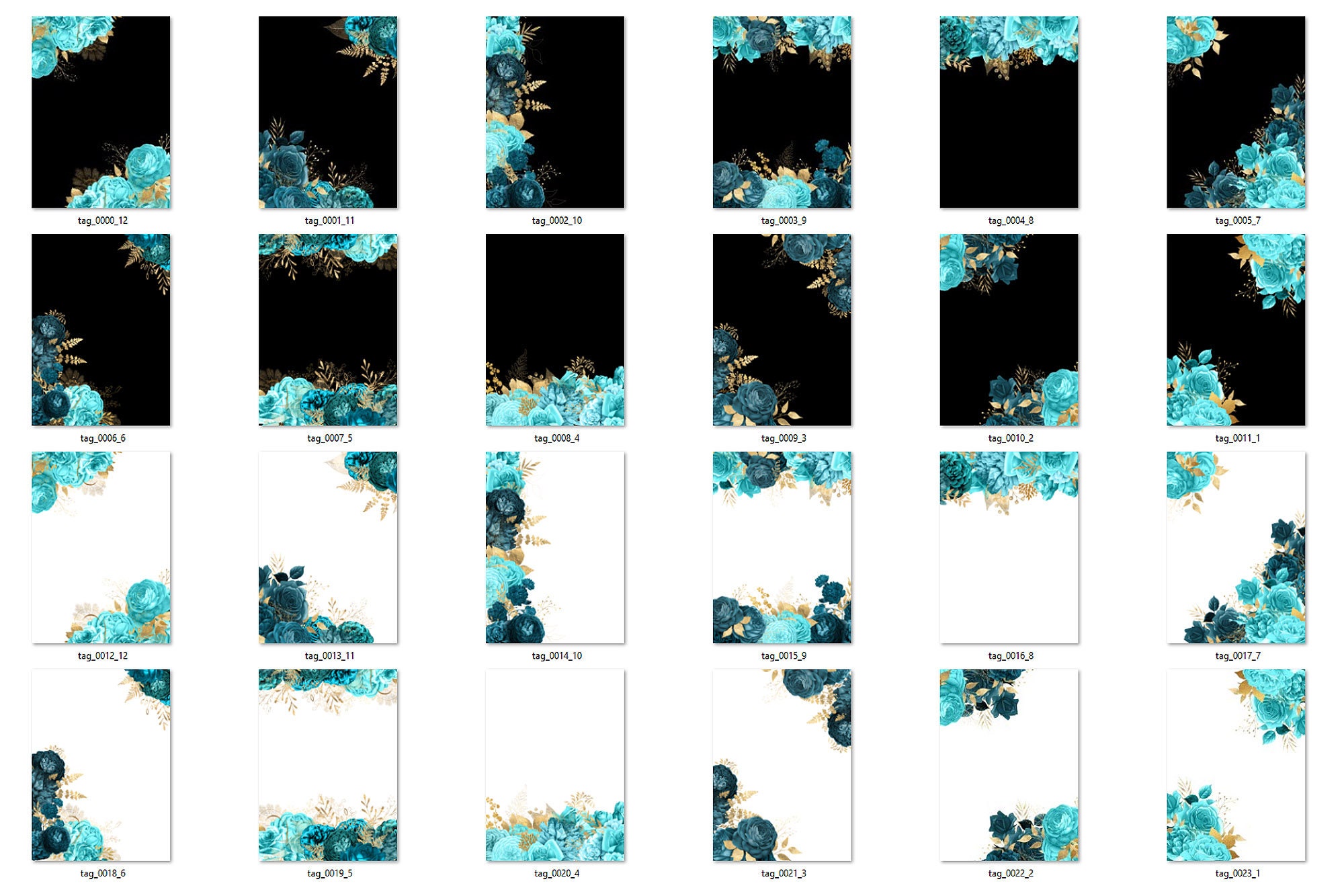 5x7 Turquoise and Gold Floral Overlays for Invitations - Etsy