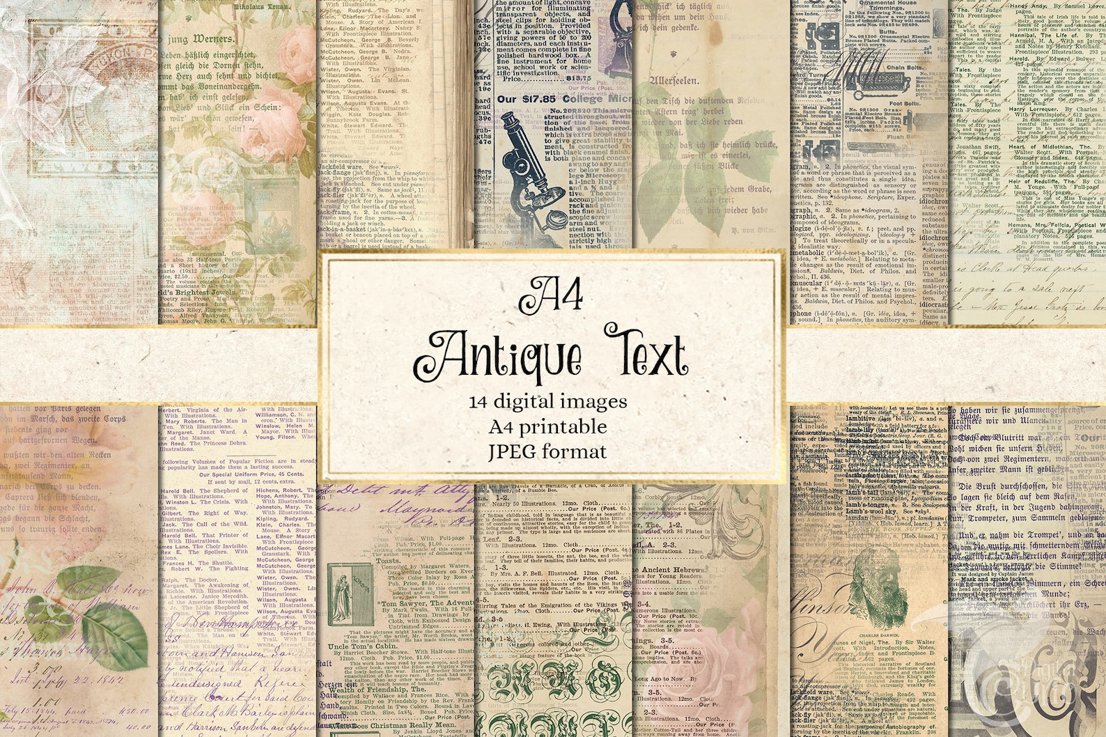 A4 Old Text Digital Paper Vintage Printable Backgrounds - Etsy
