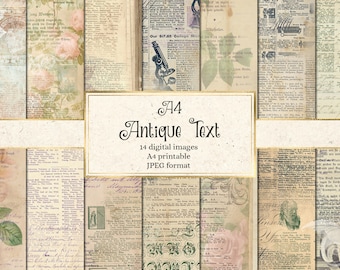 A4 Old Text Digital Paper Vintage Printable Backgrounds - Etsy