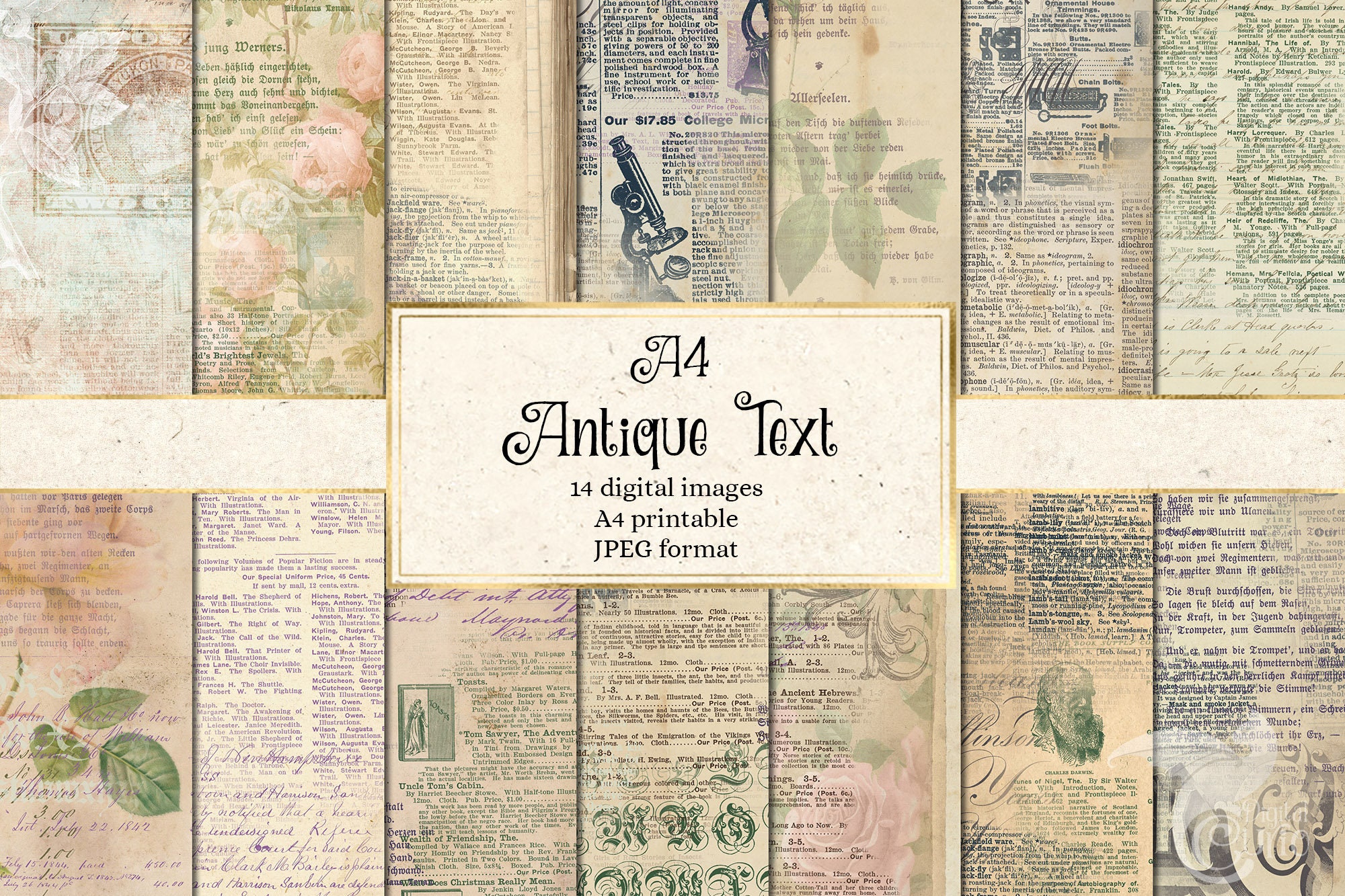 A4 Old Text Digital Paper Vintage Printable Backgrounds - Etsy