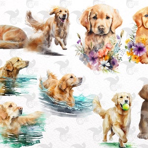 Watercolor Golden Retriever Clipart - Cute Dogs and Puppies PNG Format ...