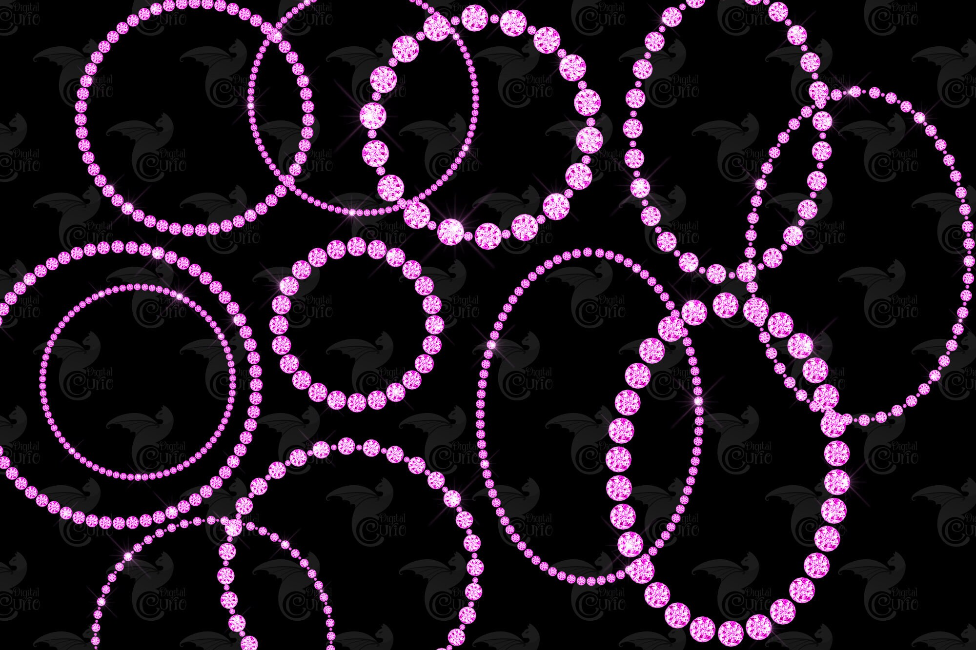 Hot Pink Diamond Frames Clipart, Glam Wedding (PNG Digital Download) - Etsy