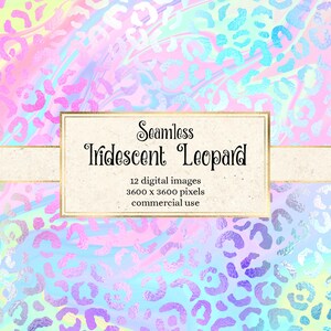 Iridescent Leopard Print Digital Paper, Rainbow Cheetah Pattern ...