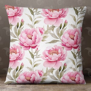 Watercolor Pink Peony Digital Paper, Floral Peonies Seamless Printable ...