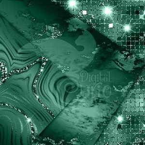 Luxury Emerald Digital Paper, Seamless Green Textures With Glitter and ...