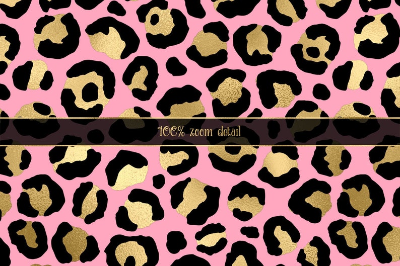 Pink and Gold Leopard Digital Paper seamless leopard spot | Etsy