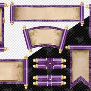 Purple Scrolls Clipart - Gold Accents, Fantasy Designs (digital ...