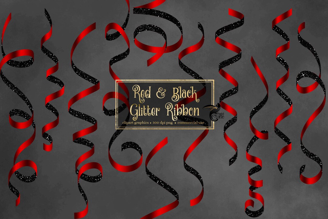 Red and Black Glitter Ribbon Clip Art – PNG Download - Etsy