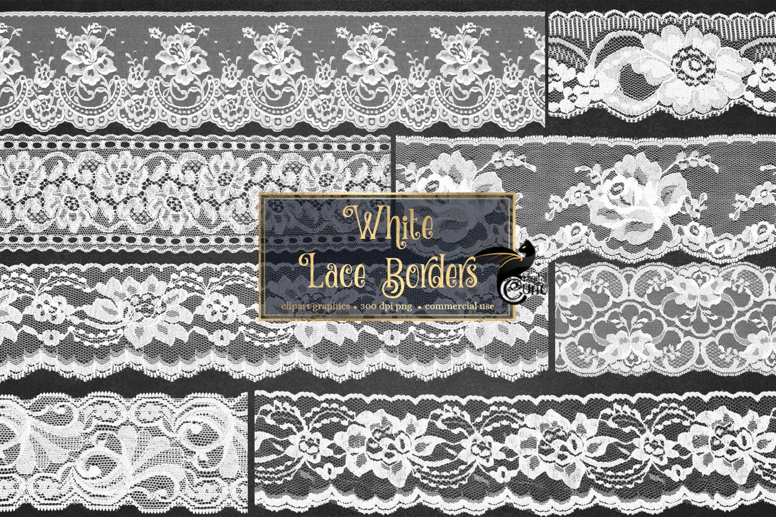 Vintage White Lace Border Clipart, Scrapbook Embellishments (digital ...