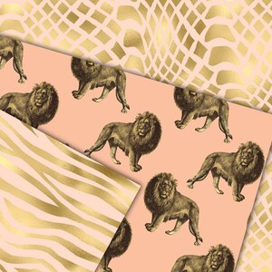 Blush and Gold Animal Skins Digital Paper, Pink Seamless African Animal ...