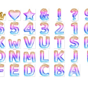 Mermaid Princess Foil Balloon Alphabet Clip Art – Gold Glitter (digital ...
