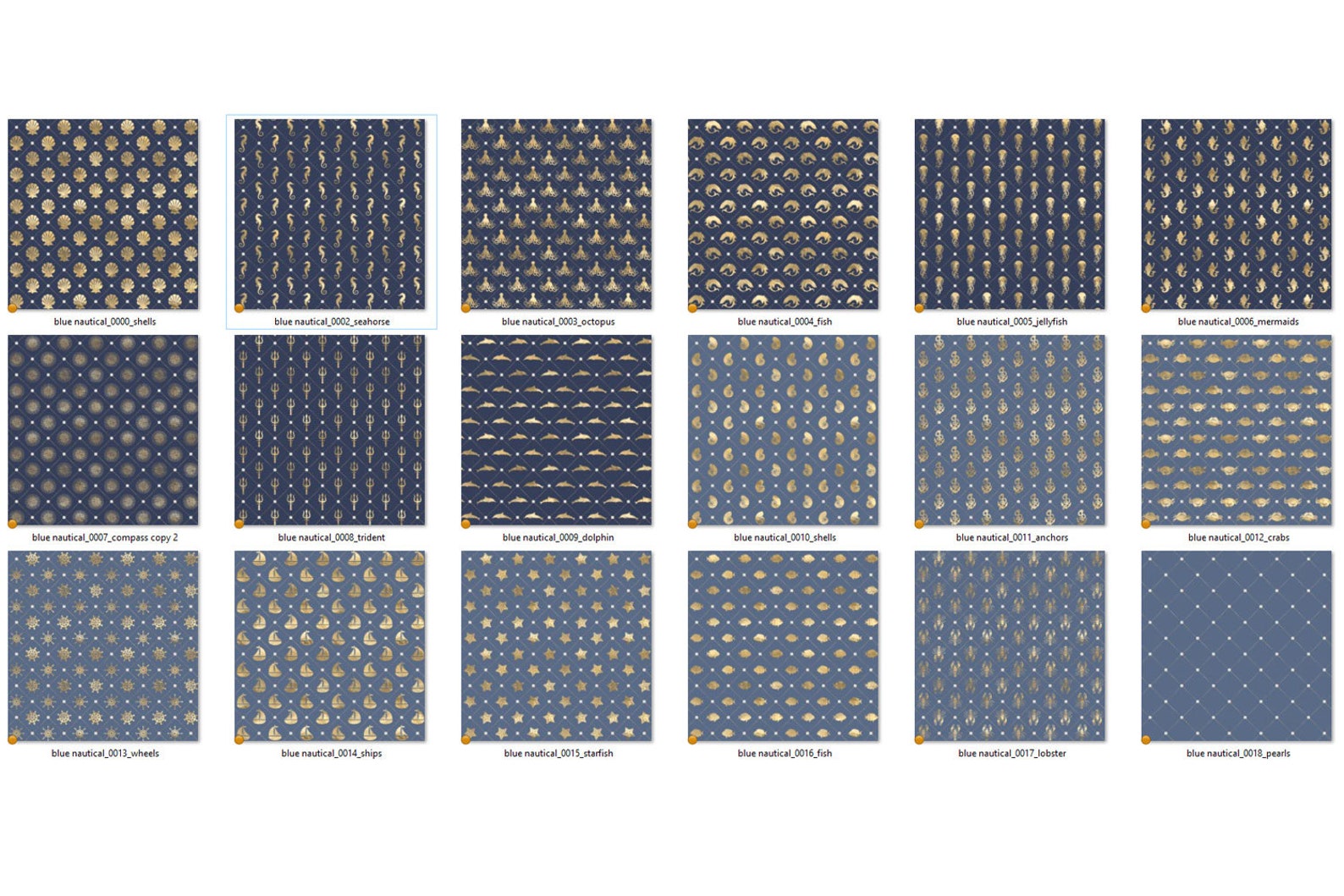 Blue and Gold Nautical Digital Paper, Seamless Ocean Patterns (digital ...