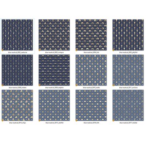 Blue and Gold Nautical Digital Paper, Ornate Seamless Patterns With ...