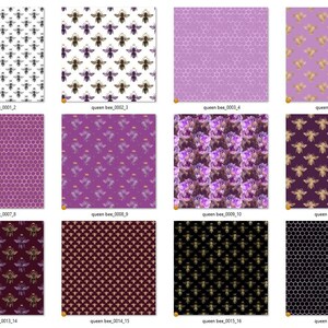 Queen Bee Digital Paper, Gold Bee Clipart, Seamless Patterns, Bee ...