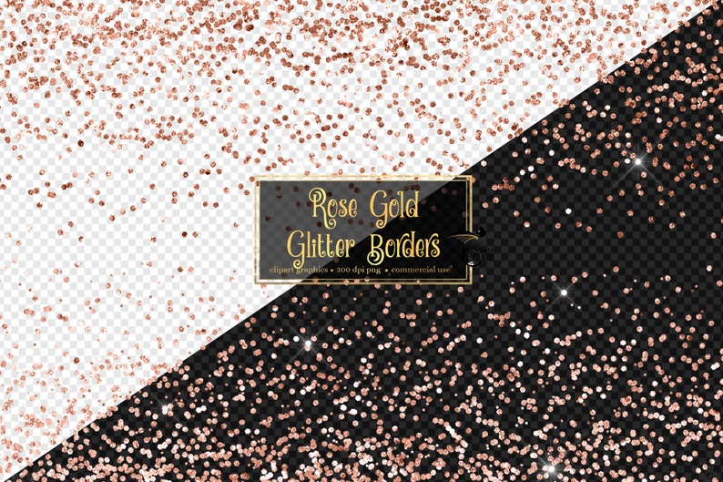 Rose Gold Glitter Borders Clipart Glitter Png Overlays Clip - Etsy