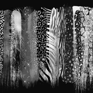 Silver Safari Brush Strokes Clipart, With Glitter and Foil in Digital ...