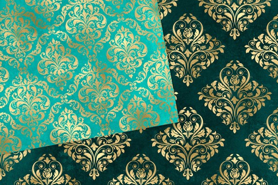 Turquoise Damask Template Vintage Floral Damask Wallpaper