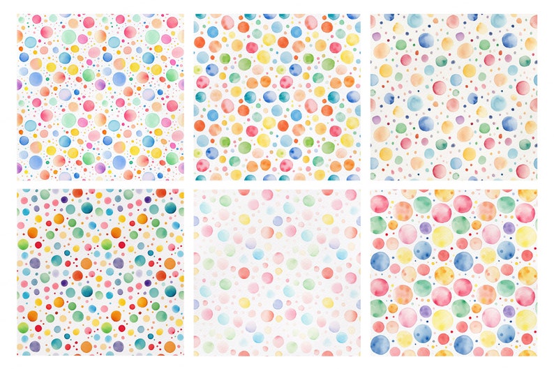 Watercolor Polka Dot Digital Paper, Rainbow Seamless Pattern (digital ...