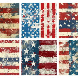 Grunge Patriotic Digital Paper, Seamless Texture Backgrounds With ...