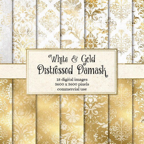Gold and White Digital Paper Seamless Gold Foil Backgrounds - Etsy