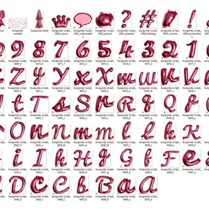 Burgundy Foil Balloon Script Alphabet Clip Art - Digital Instant ...
