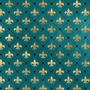 Heraldic Teal and Gold Digital Paper, Seamless Patterns, Medieval ...