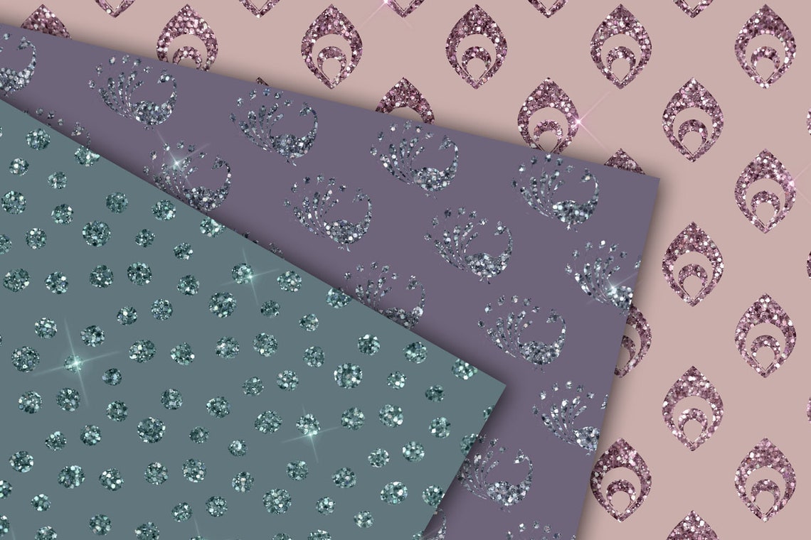 Glitter Peacock Digital Paper Seamless Peacock Patterns - Etsy