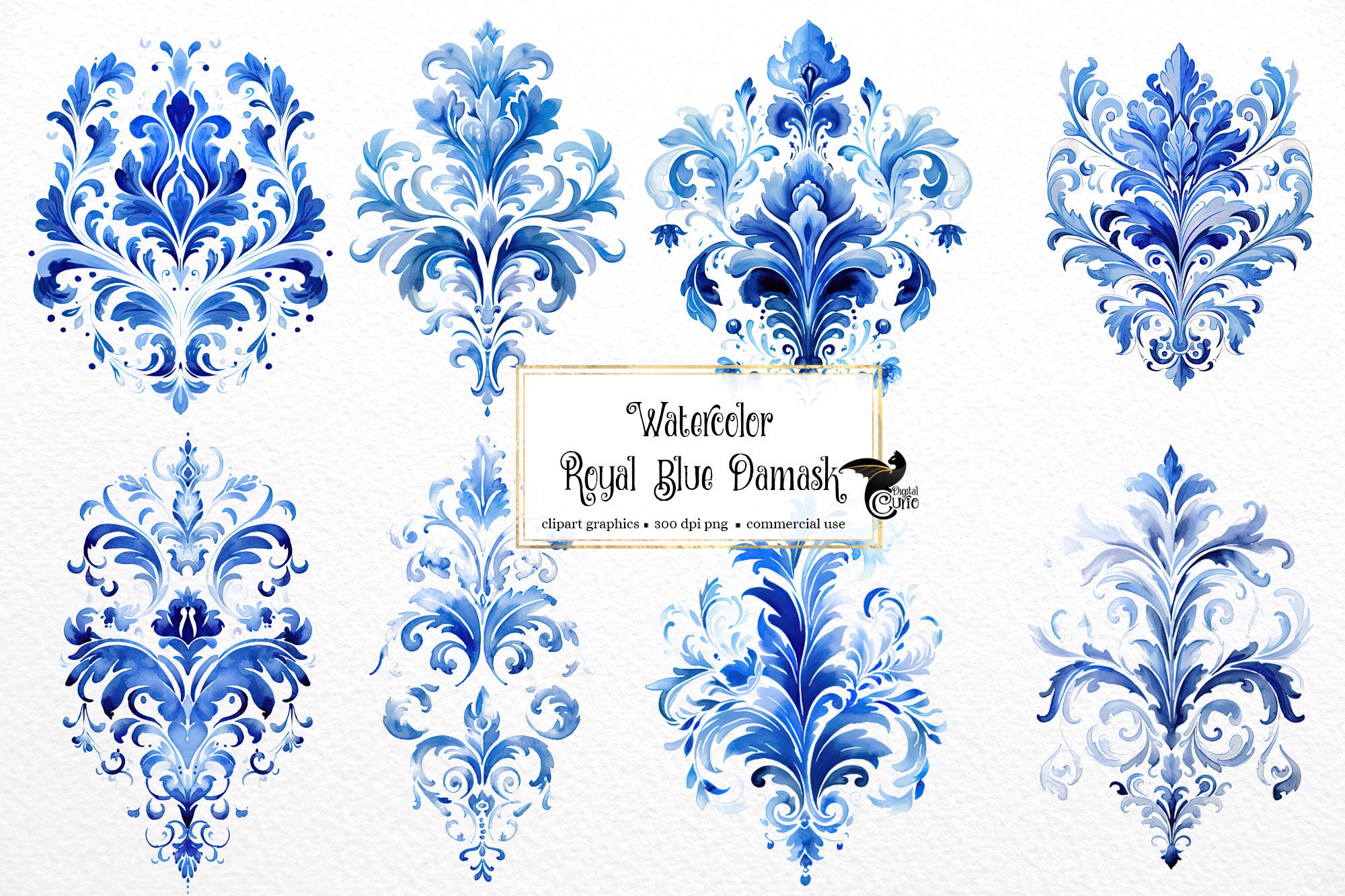 Blue Damask Border Clip Art