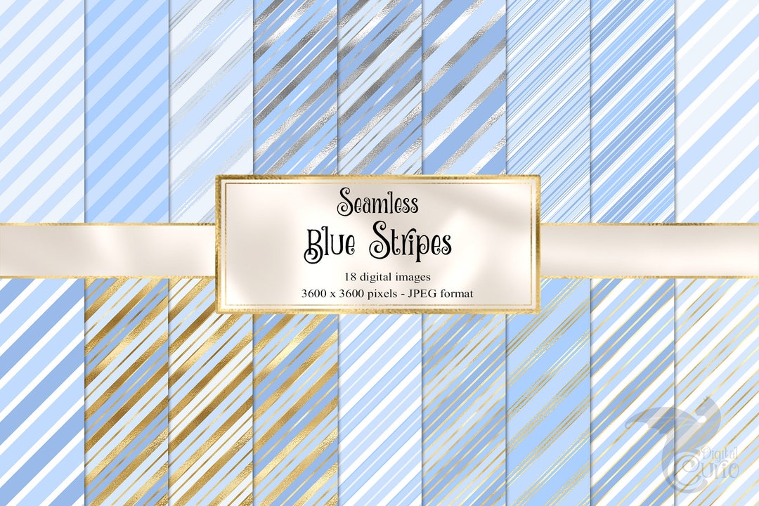 Blue Stripes Digital Paper - Seamless Baby Shower Patterns for Instant ...