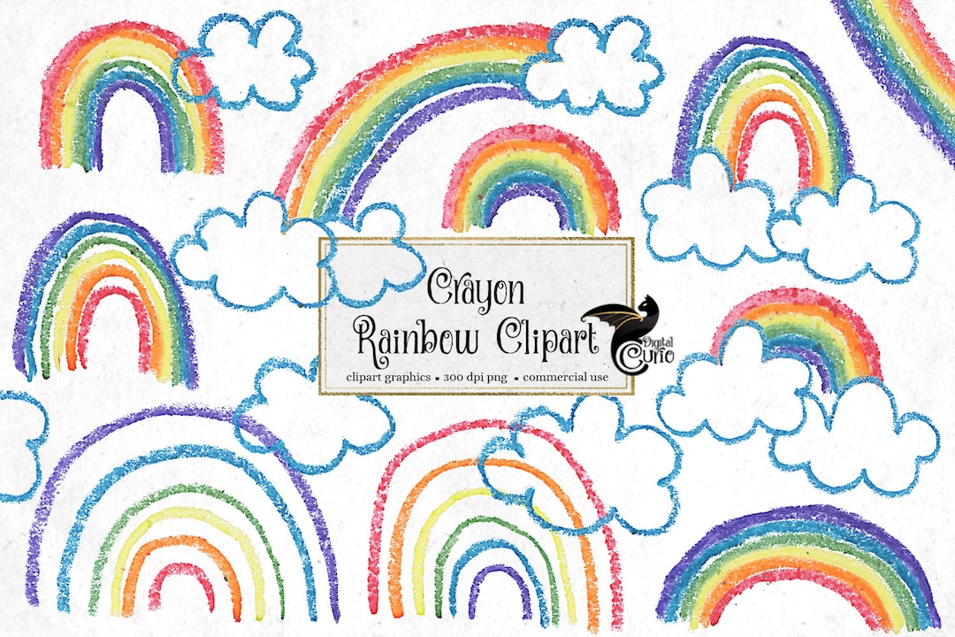 Crayon Rainbow Clipart - Hand Drawn PNG Doodles in Rainbow Colored ...