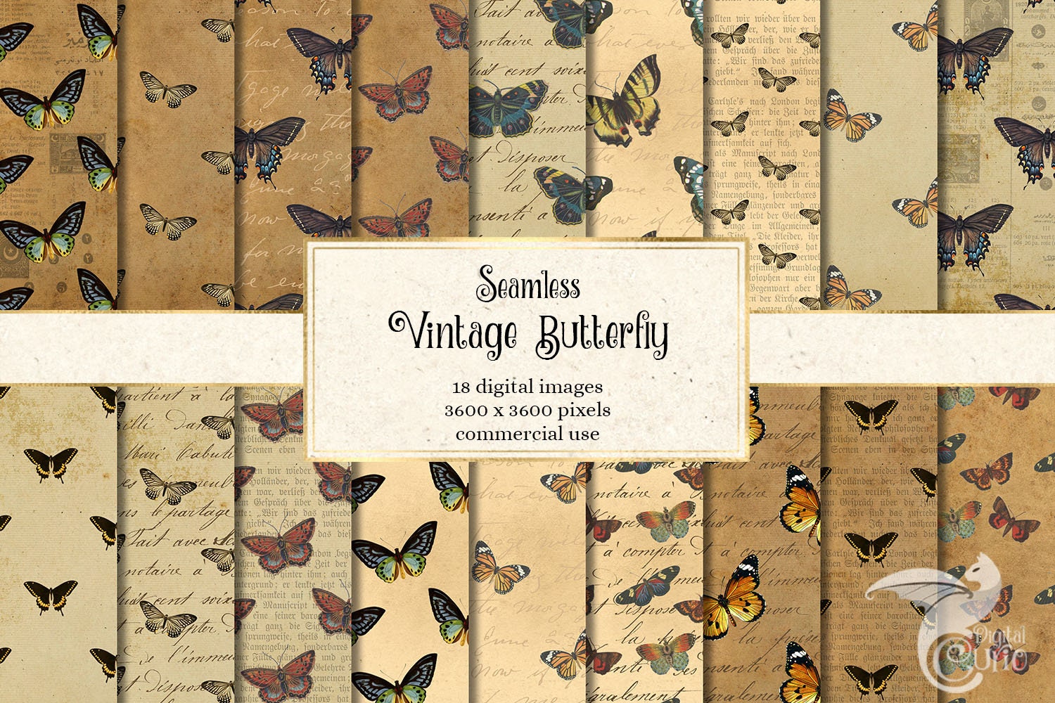 Vintage Butterfly Digital Paper Vintage Printable Butterflies - Etsy