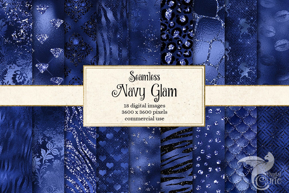 Navy Glam Digital Paper Seamless Blue Luxury Sequin Foil Navy - Etsy