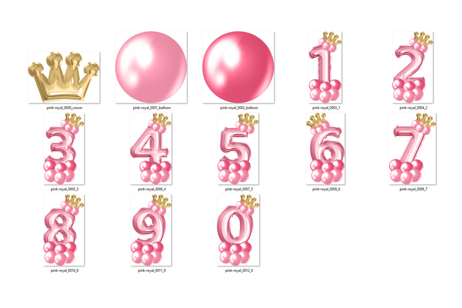 Pink Royal Number Balloon Clip Art Digital Instant Download - Etsy